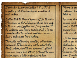 Howard Carter Diary Comprehension | Teaching Resources