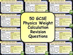 £1 ONLY: 50 GCSE Physics (Science) Weight Calculation Revision ...