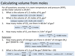 Gas Volumes and Gas Calculations Edexcel 9-1 Separate (Triple) Science ...