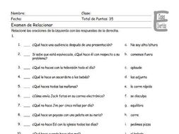 Present Simple Tense Spanish Matching Exam | Teaching Resources