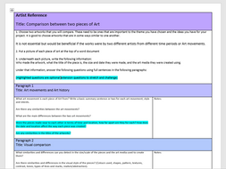 Comparing and contrasting two Artworks sheet for GCSE or A level Art ...